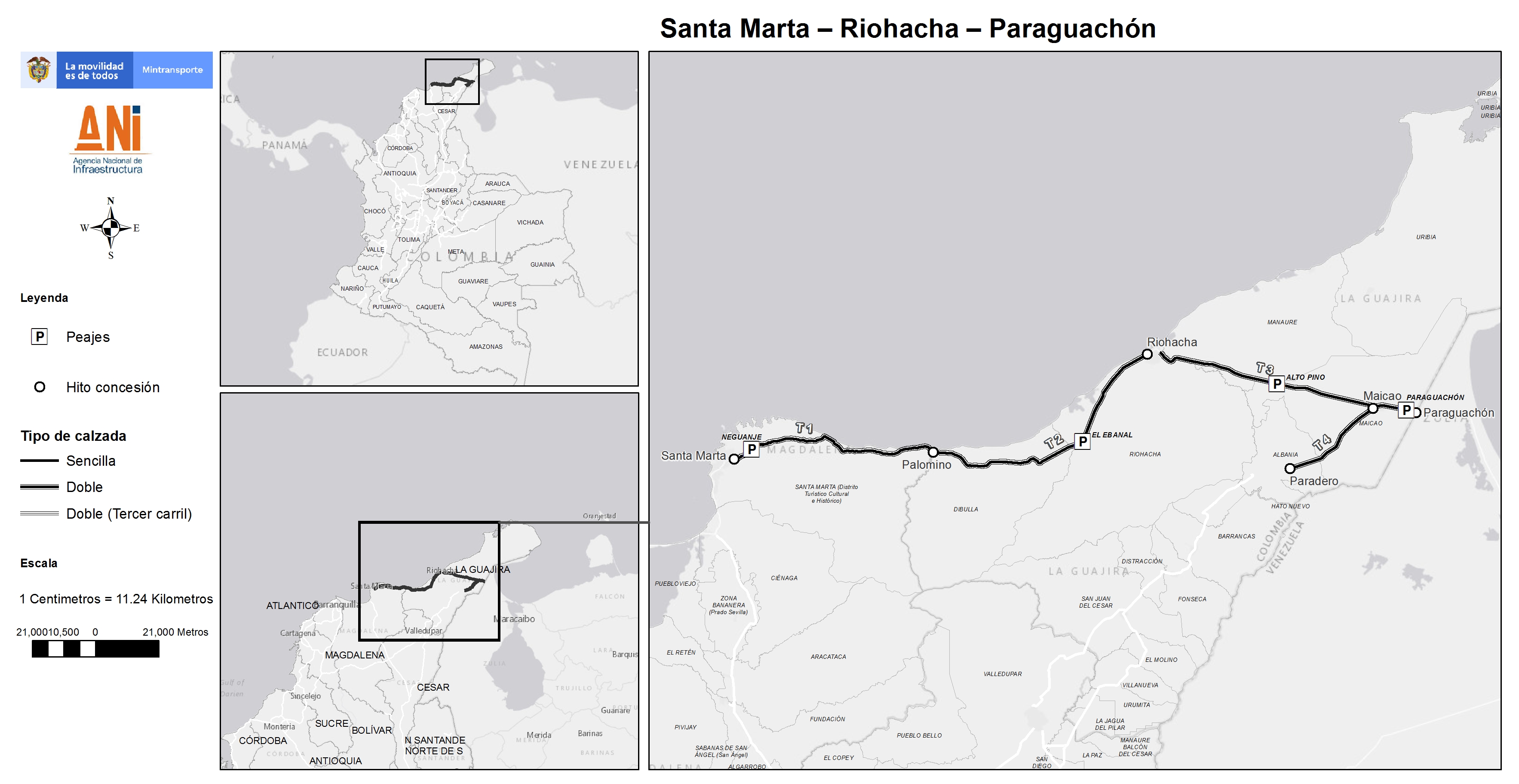 Mapa Santa Marta – Riohacha – Paraguachón